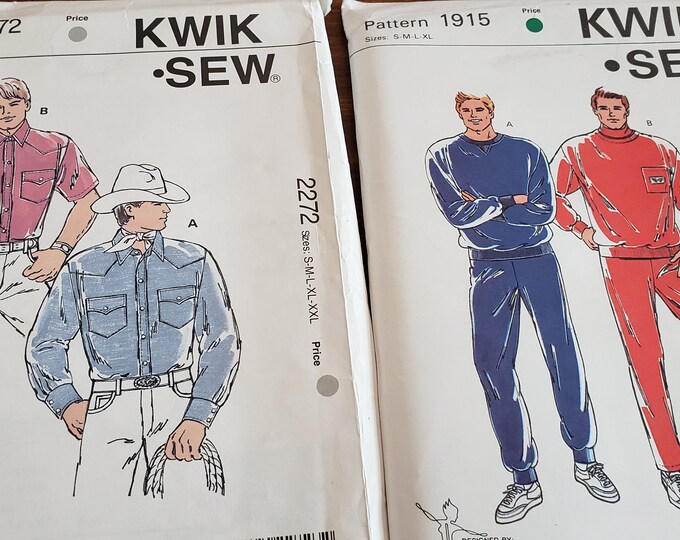 Kwik Sew Men's Patterns From the 1980's Western Shirts, Jogging Suits ...