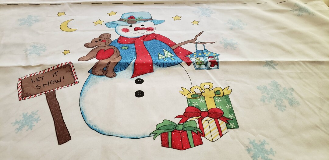 Snowman Fabric Panel 7 Snowmen New Unwashed Fabric Panel - Etsy