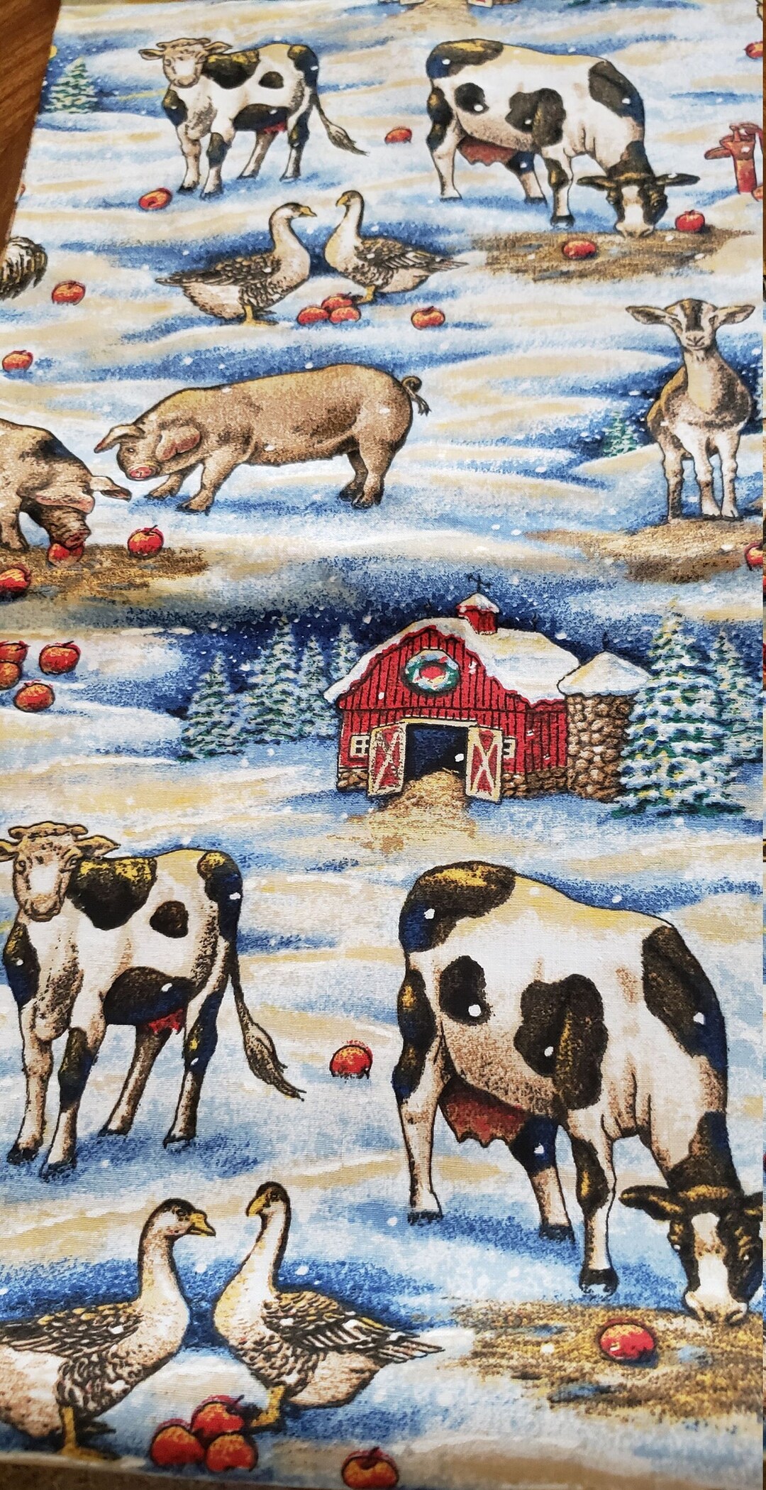 Christmas Barnyard Fabric Cows, Horses, Pigs, Ducks, Sheep, Goats ...