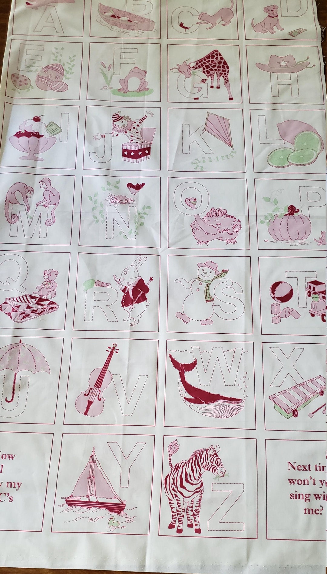 ABC Fabric Panel so Sweet so Soft Copyright 2006 - Etsy