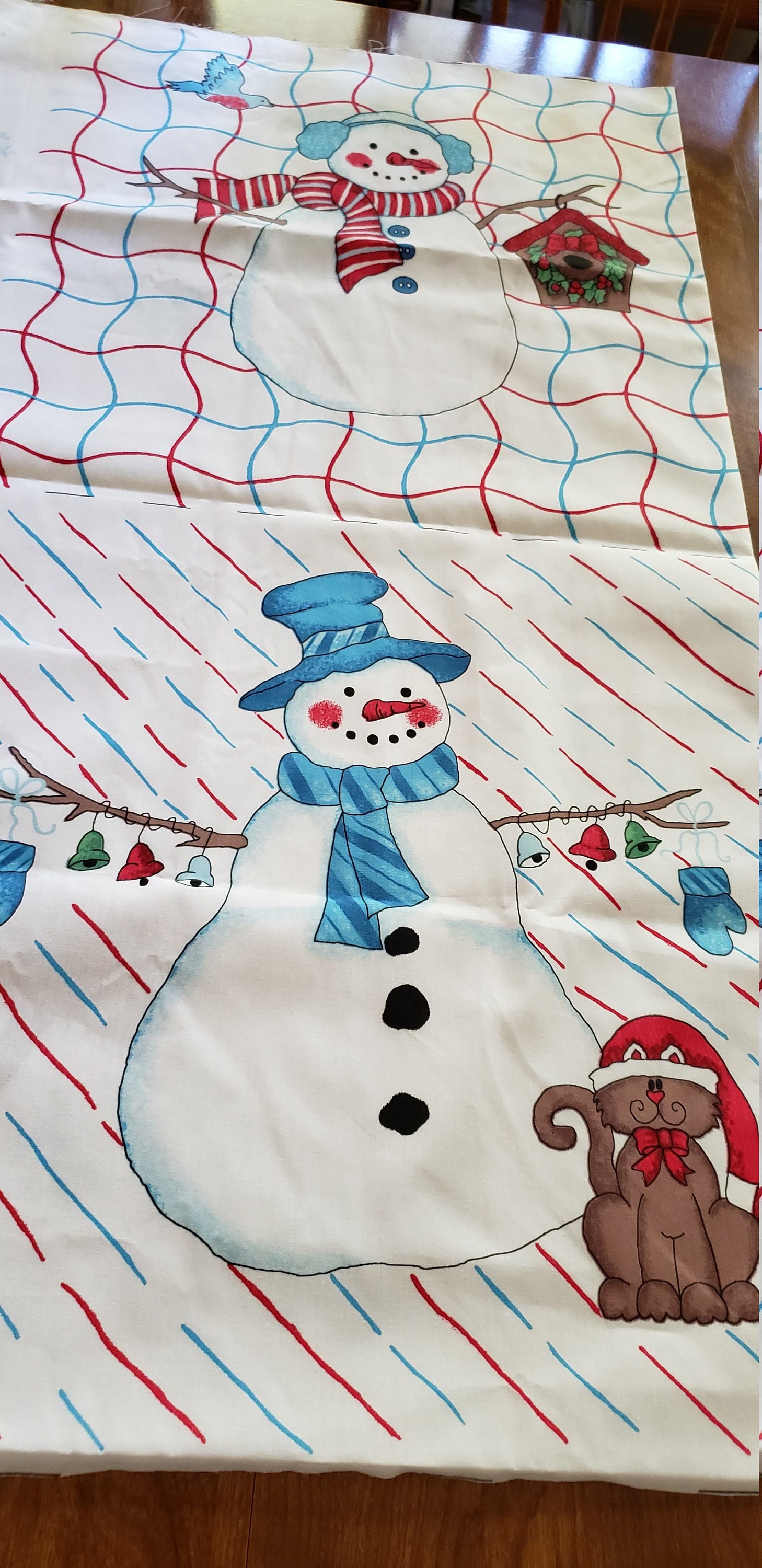 Snowman Fabric Panel 7 Snowmen New Unwashed Fabric Panel - Etsy