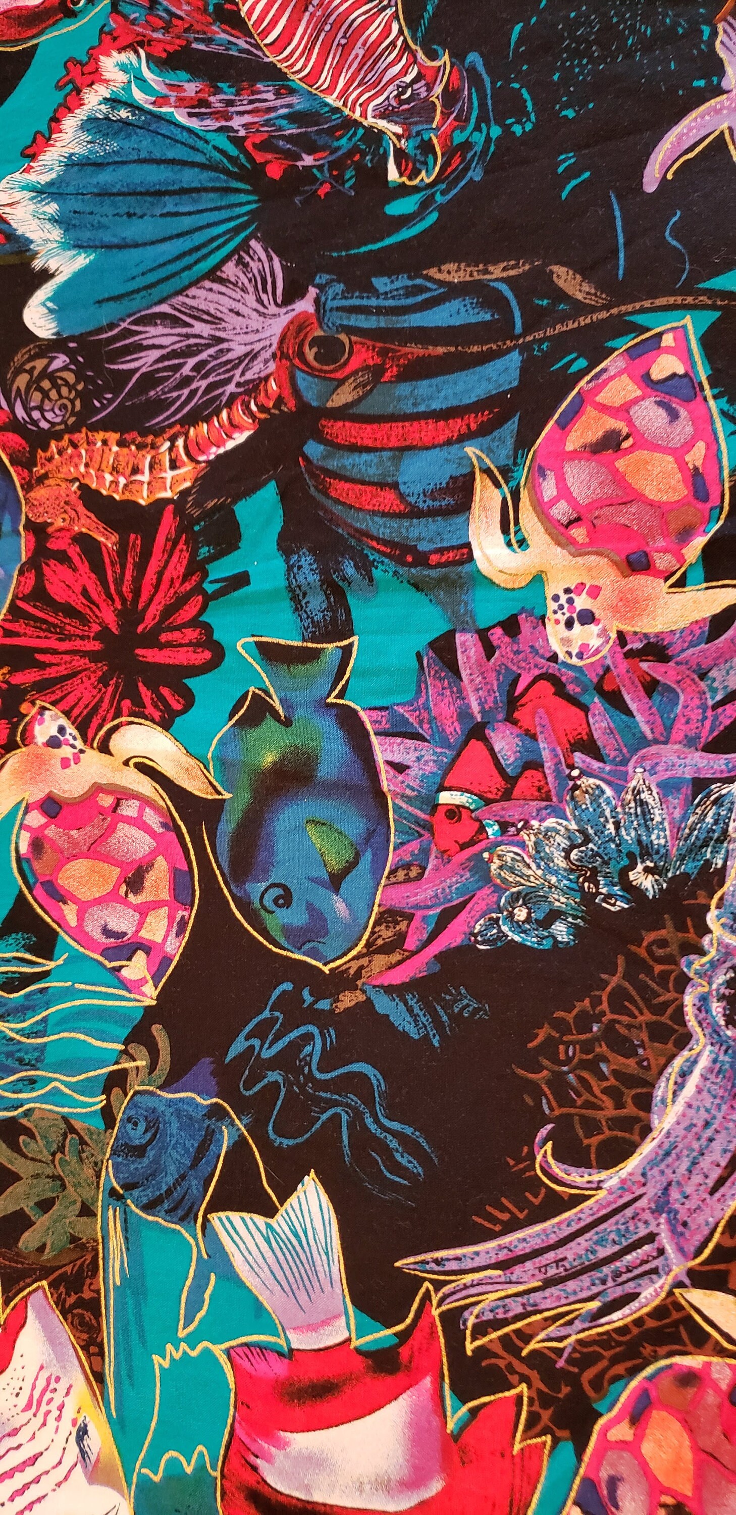 Tropical Ocean Fish Print Cotton Fabric Shamash and Sons Inc. - Etsy