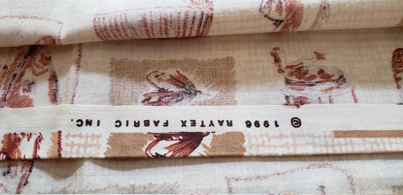 Vintage Angler Print Fabric 100% Cotton Raytex Fabric Inc. 1996 Red ...