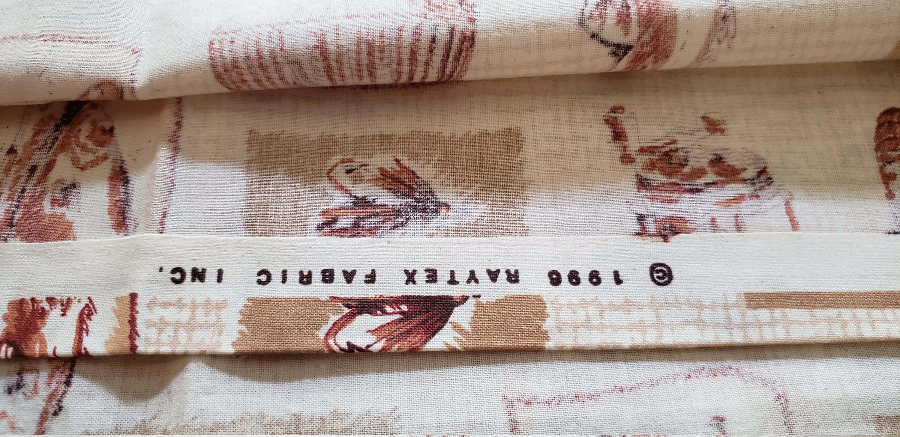 Vintage Angler Print Fabric 100% Cotton Raytex Fabric Inc. 1996 Red ...