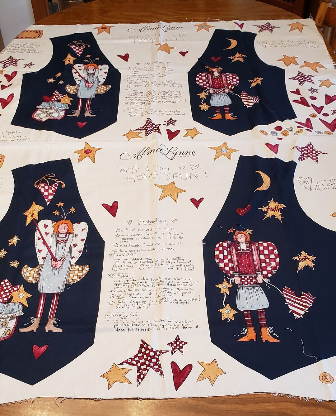 Beautiful Alma Lynne Designs Homespun Vest Panels 2 Front - Etsy