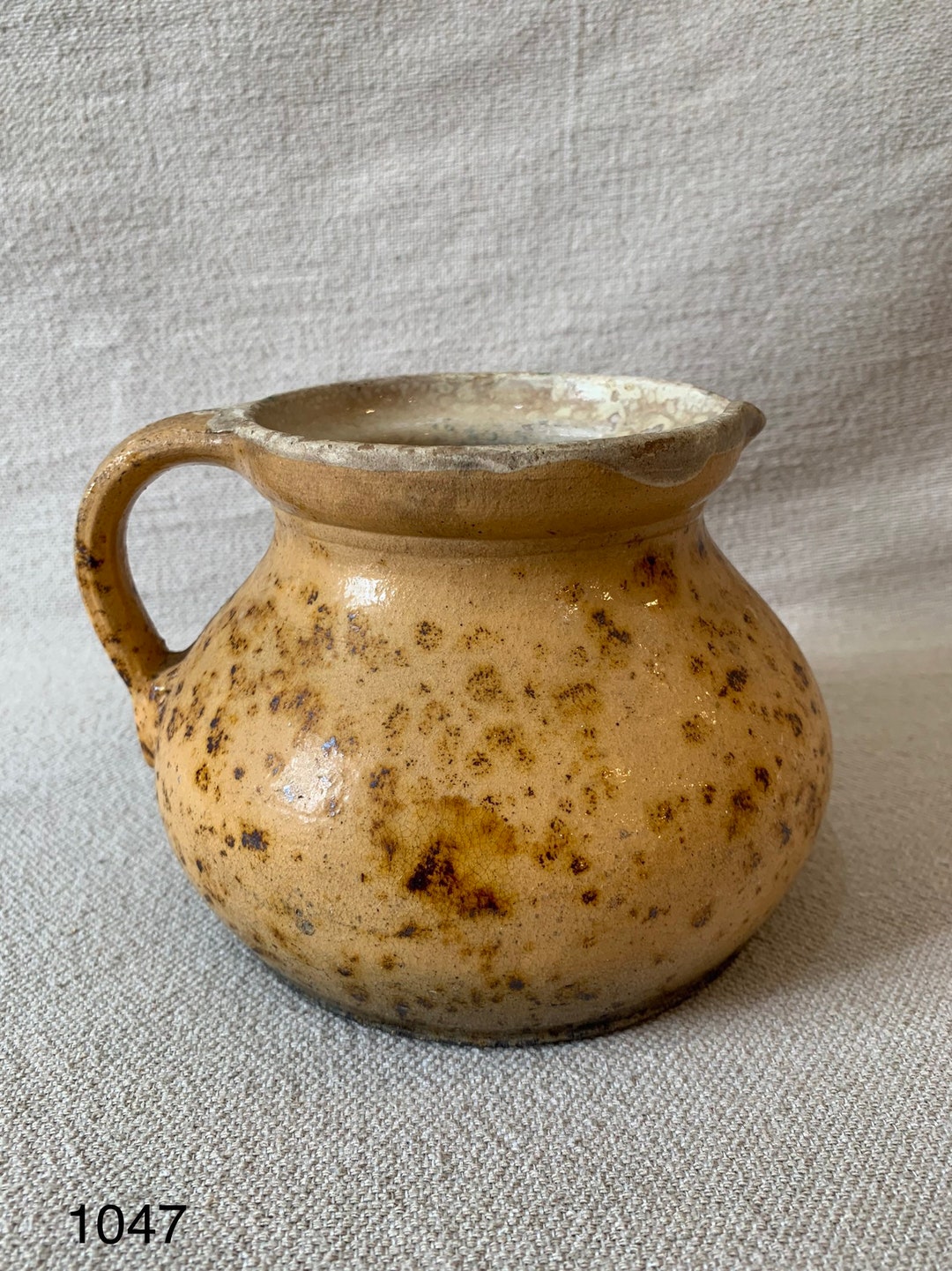 Antique French Small Pale Spatterware, Pot-bellied Jug - Etsy