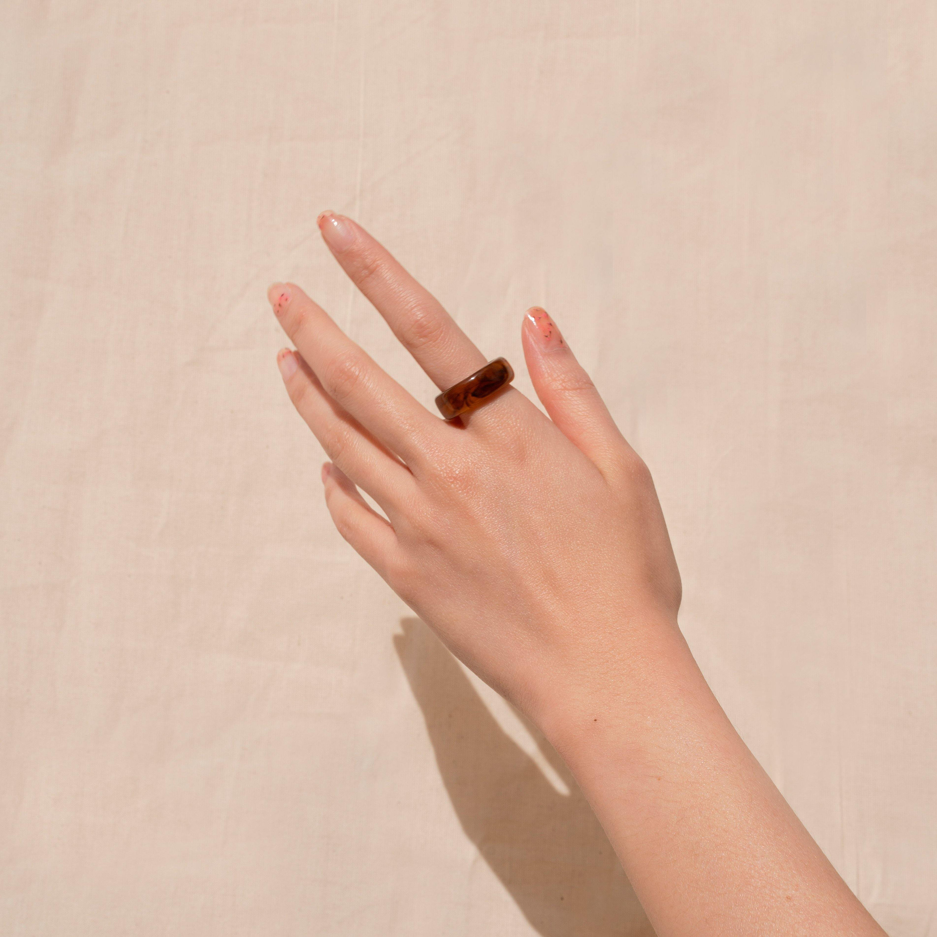 Whiskey Brown Ring - Acetate Resin Ring - Korean Ring - Etsy