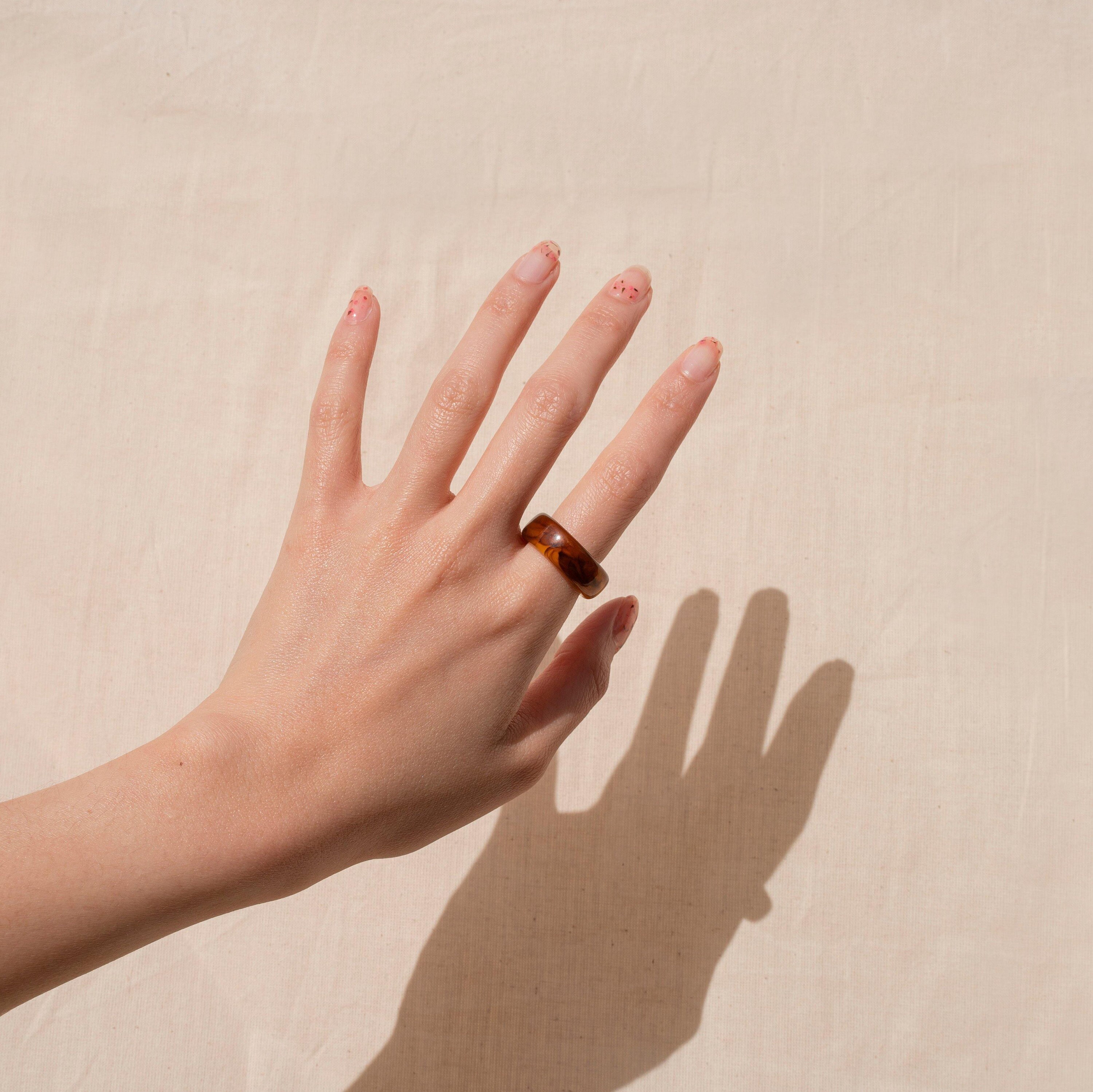 Whiskey Brown Ring - Acetate Resin Ring - Korean Ring - Etsy