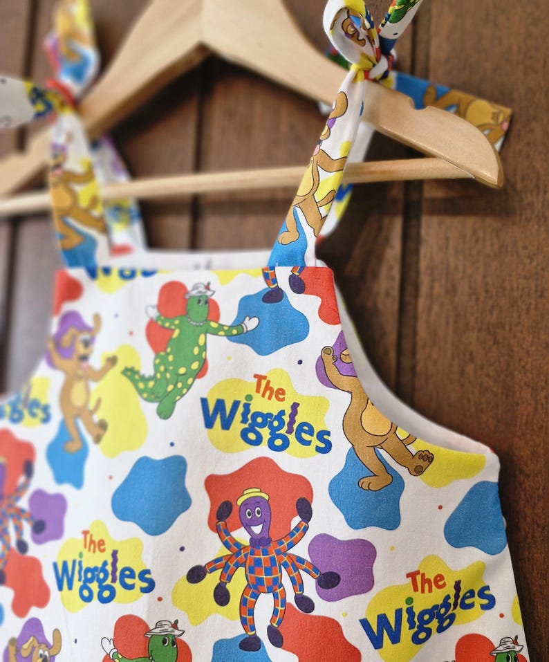 Aust Made Girls Tiestrap Dress , Handmade, Cotton Fabric,matching Hair ...