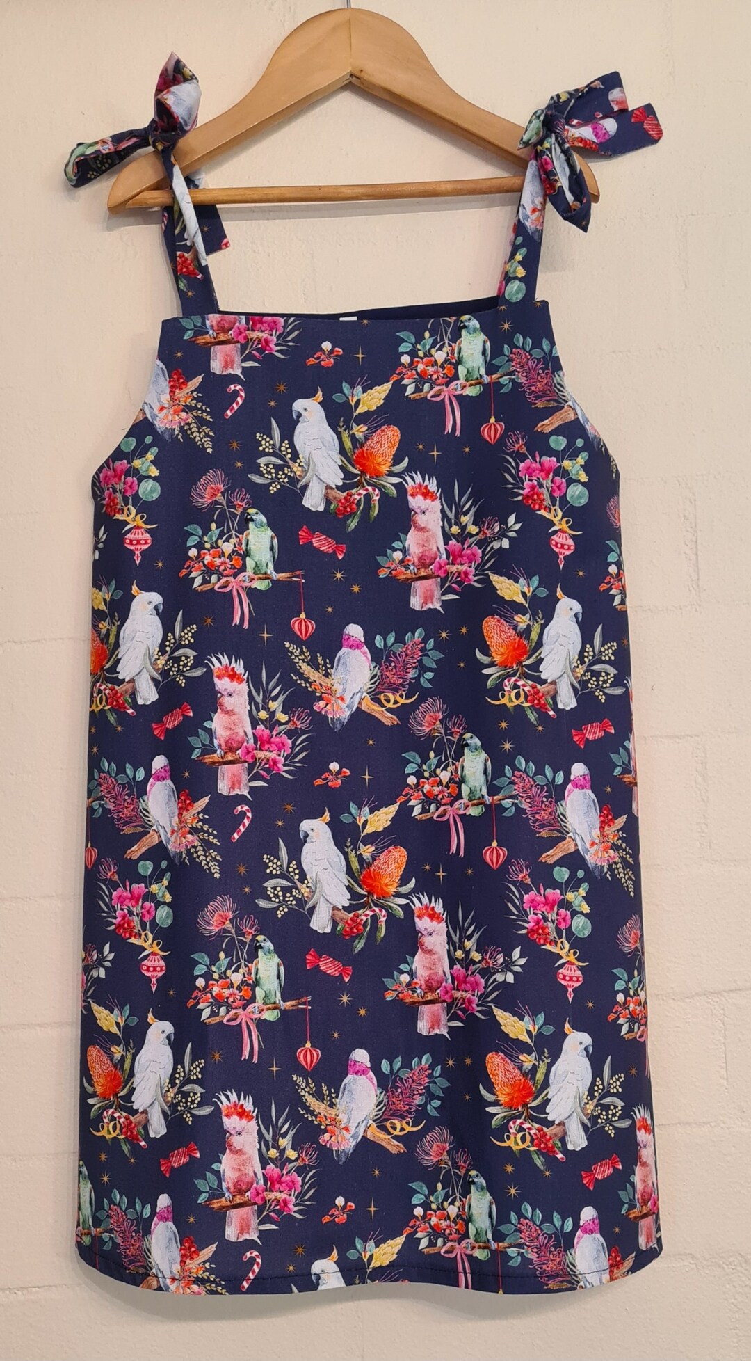 Aust Made Girls Christmas Cockatoo Strap Dress. Handmade, Toddler Dress ...