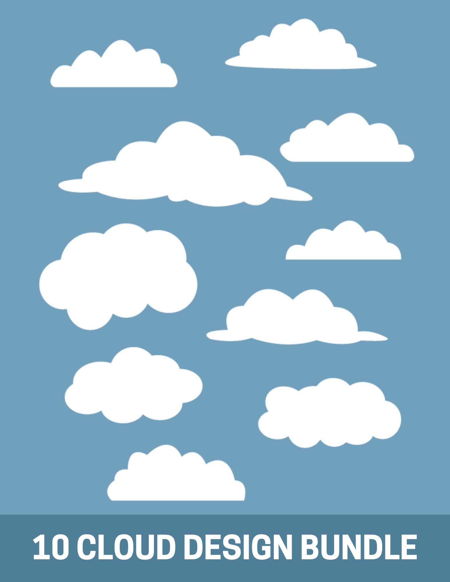 10 Cloud Design Bundle PNG and SVG - Etsy
