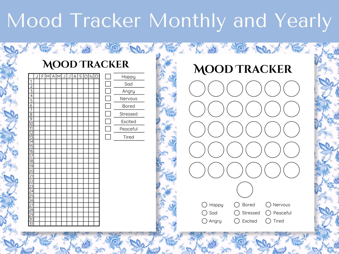 Mood Tracker Printable PDF Yearly and Monthly - Etsy