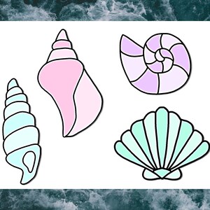 Sea Shell Stained Glass Pattern Bundle PNG - Etsy