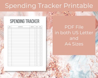 Expense and Spending Money Tracker Printable Worksheet Aesthetic ...