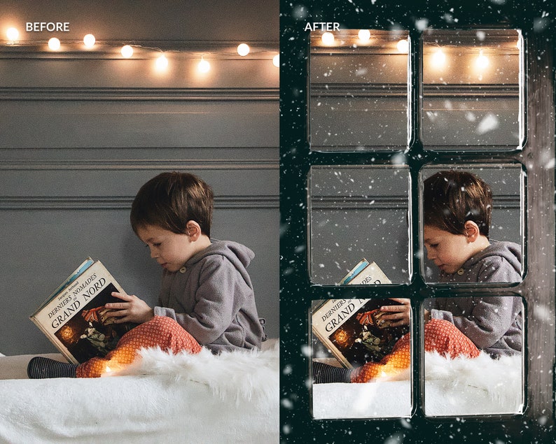 Christmas Window Overlay Snowy Windows Photoshop Overlays - Etsy