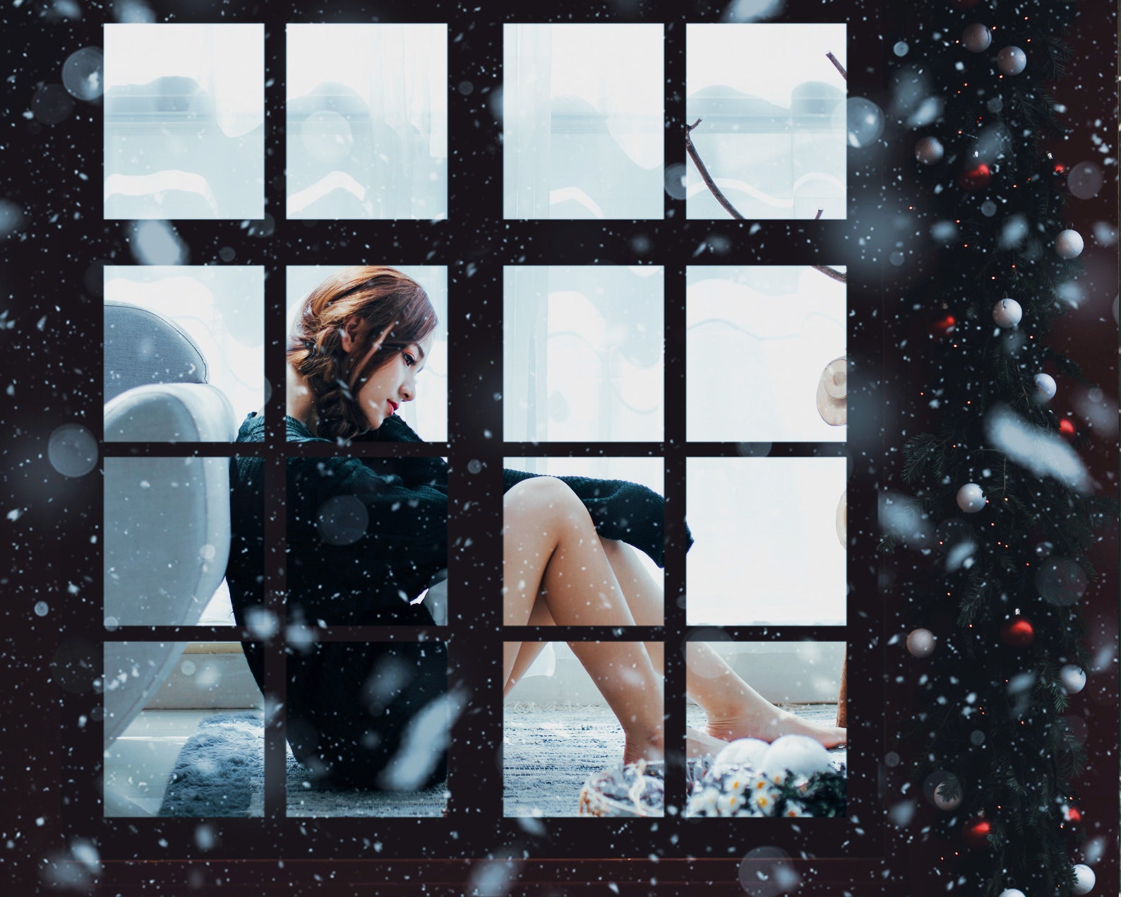 Christmas Window Overlay Snowy Windows Photoshop Overlays - Etsy