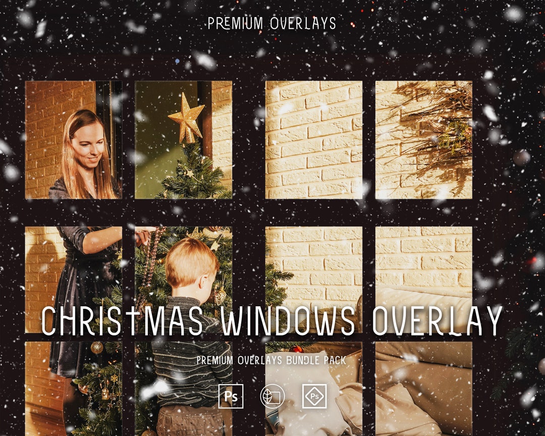 Christmas Window Overlay, Snowy Windows, Photoshop Overlays, Winter ...