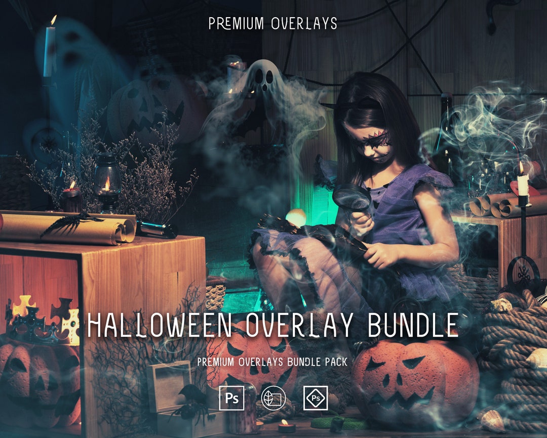20 Spooky Halloween Overlays | Ghost, Witch Cauldron, Smoke & Pumpkin ...