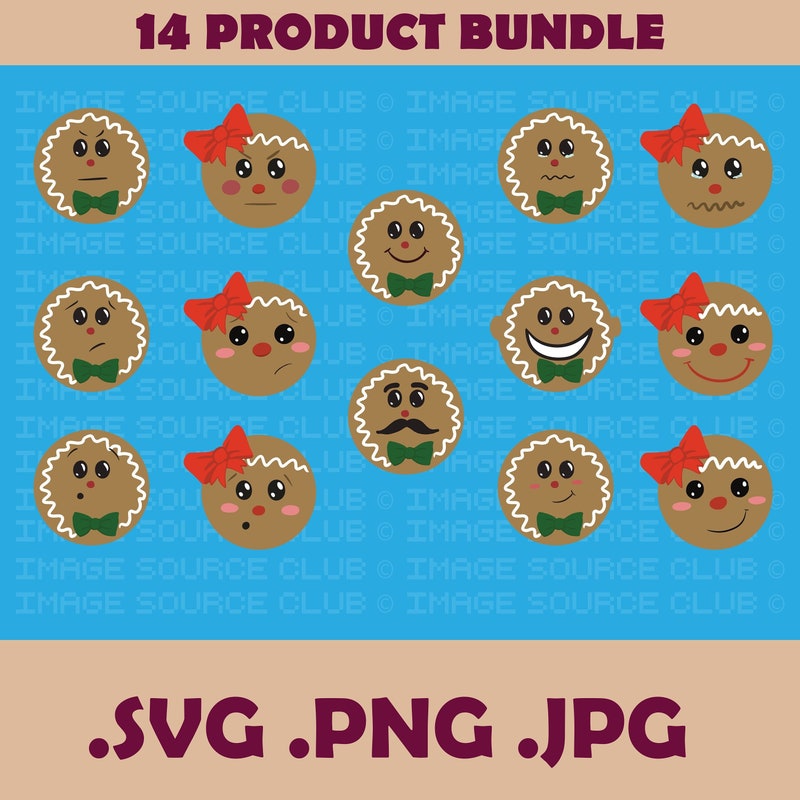 Gingerbread Face Svg - Etsy