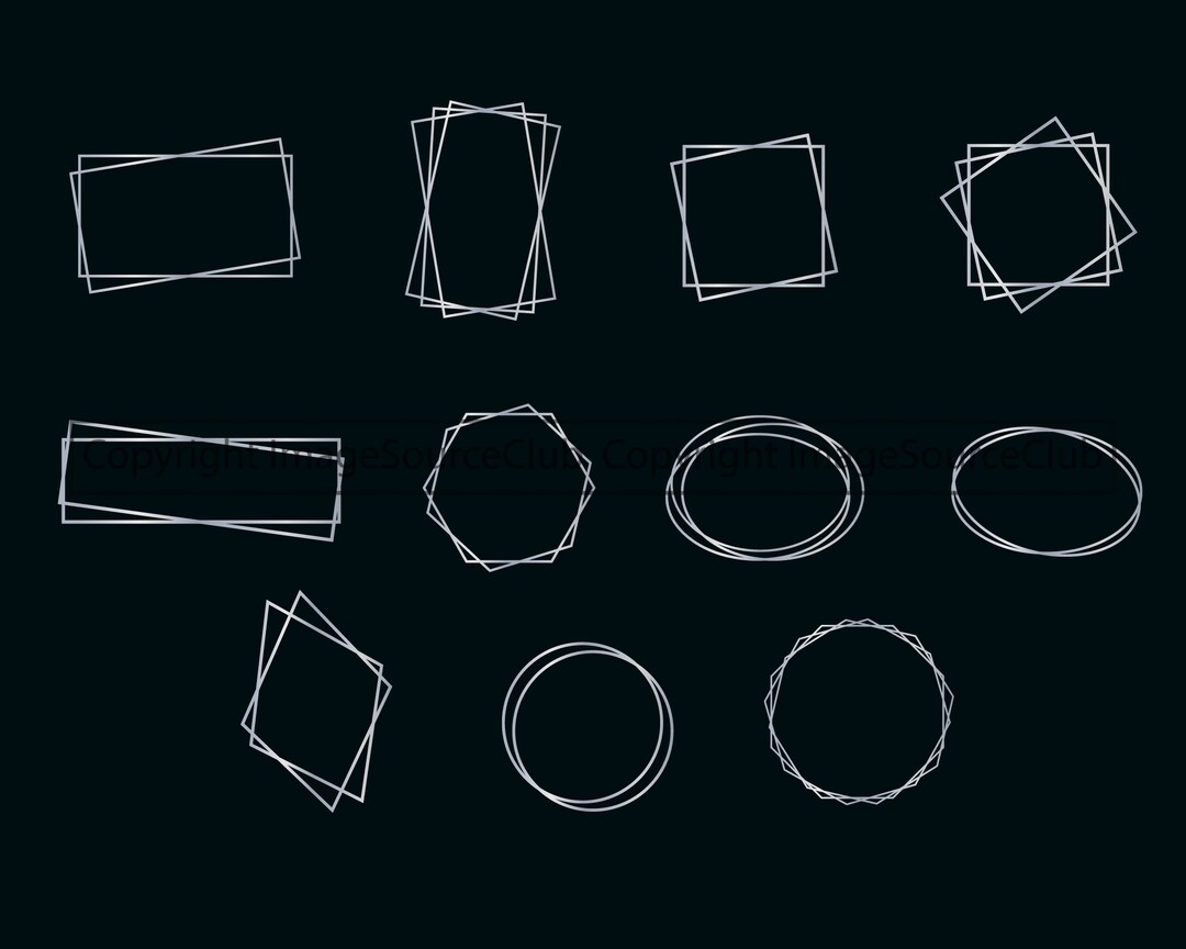 Elegant Silver Geometric Frame Set | SVG, PNG, JPG | Double Frames ...