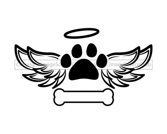 Printable Dog Paw With Angel Wings PNG and SVG Files Paw | Etsy Ireland