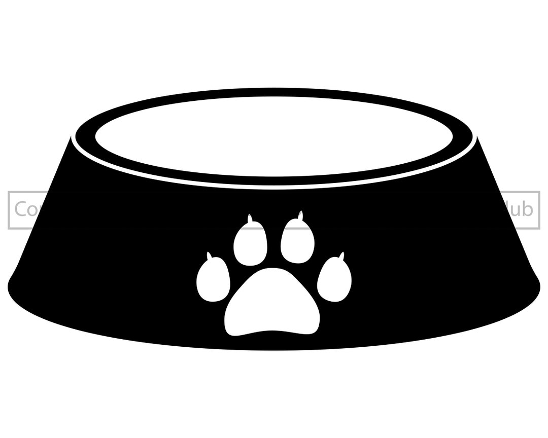 Dog Bowl Paw Print SVG PNG: Silhouette Clipart (commercial Use) - Etsy