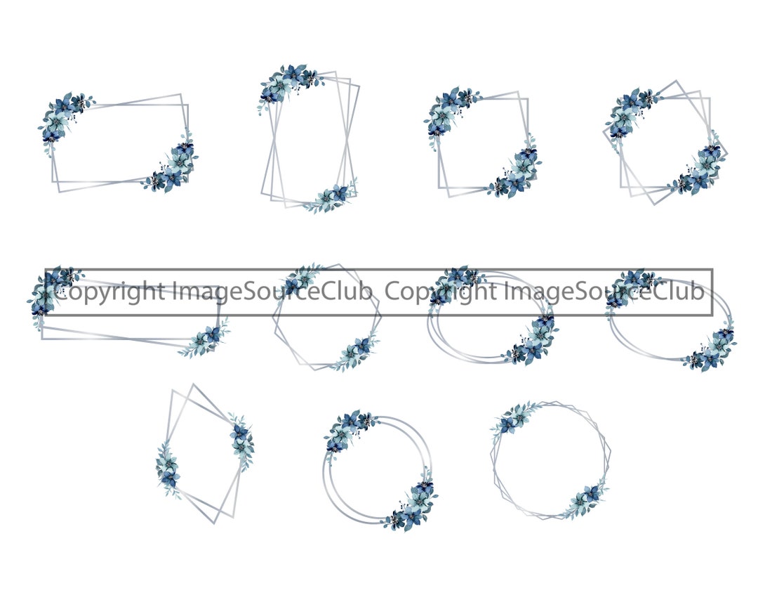 11 Silver Geometric Frames SVG, PNG, JPG | Rectangle, Square, Circle ...