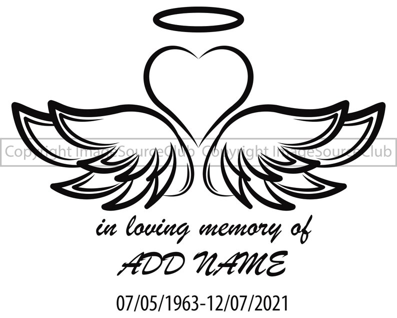 In Loving Memory Memorial SVG & PNG Angel Wings With Halo and Heart ...