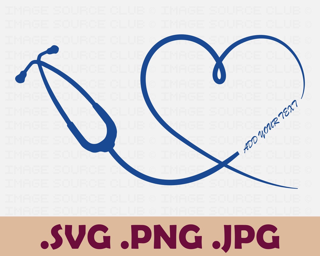 Blue Heart Stethoscope SVG PNG: Doctor Nurse Clip Art (instant Download ...