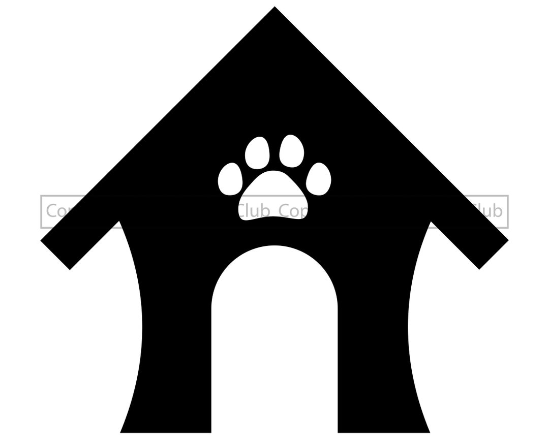 Dog House Silhouette PNG and SVG Files | Dog House With Paw Print ...