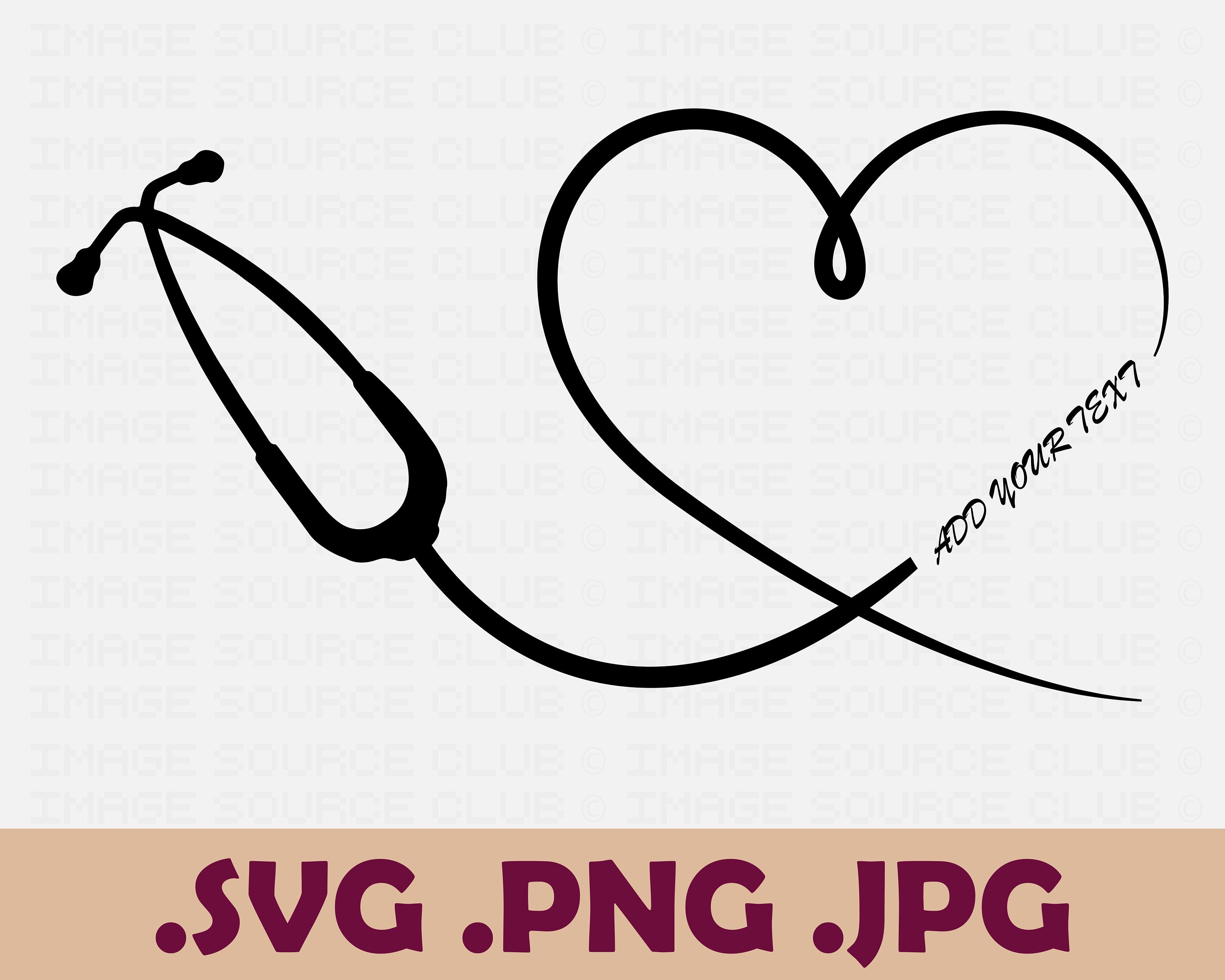 Monogram Heart Stethoscope SVG, PNG, Files for Doctors, Nurses ...