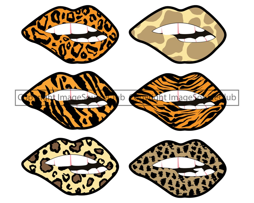 Biting Lips With Animal Fur Textures SVG, PNG, JPG | Leopard, Cheetah ...