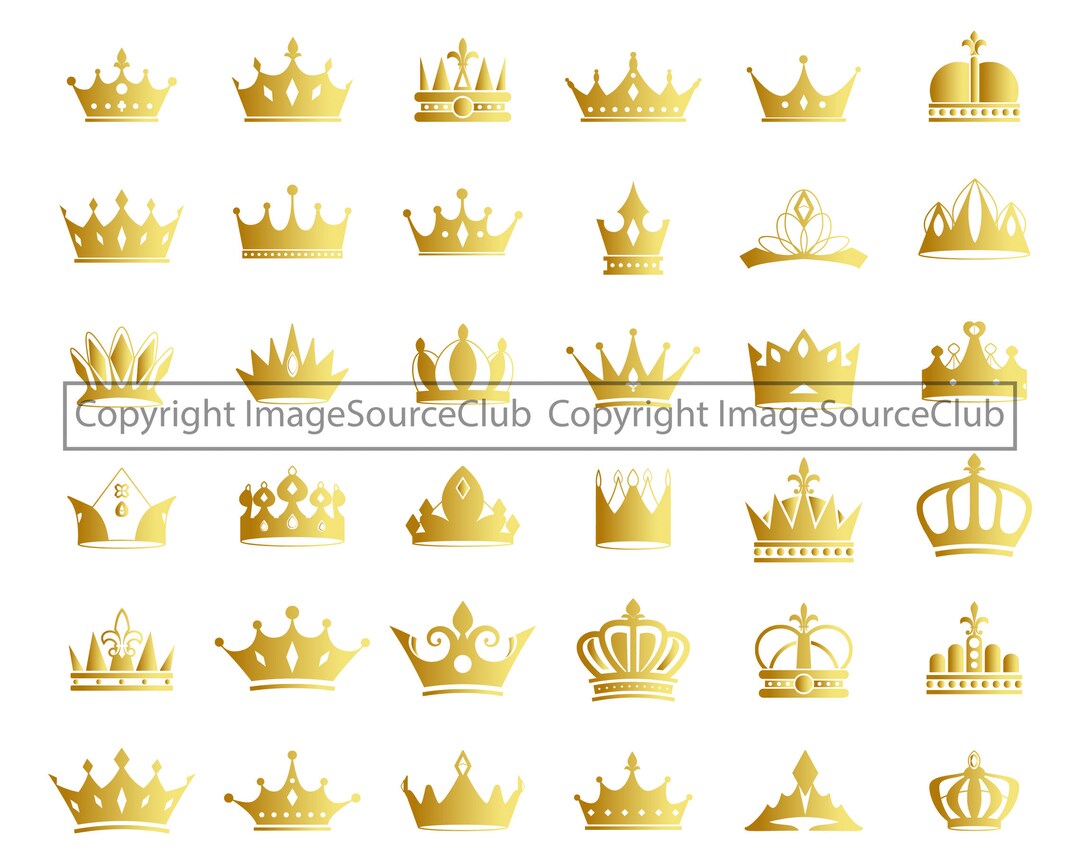 36 Gold Gradient Crown/tiara Designs - Digital PNG, SVG, JPG Files for ...