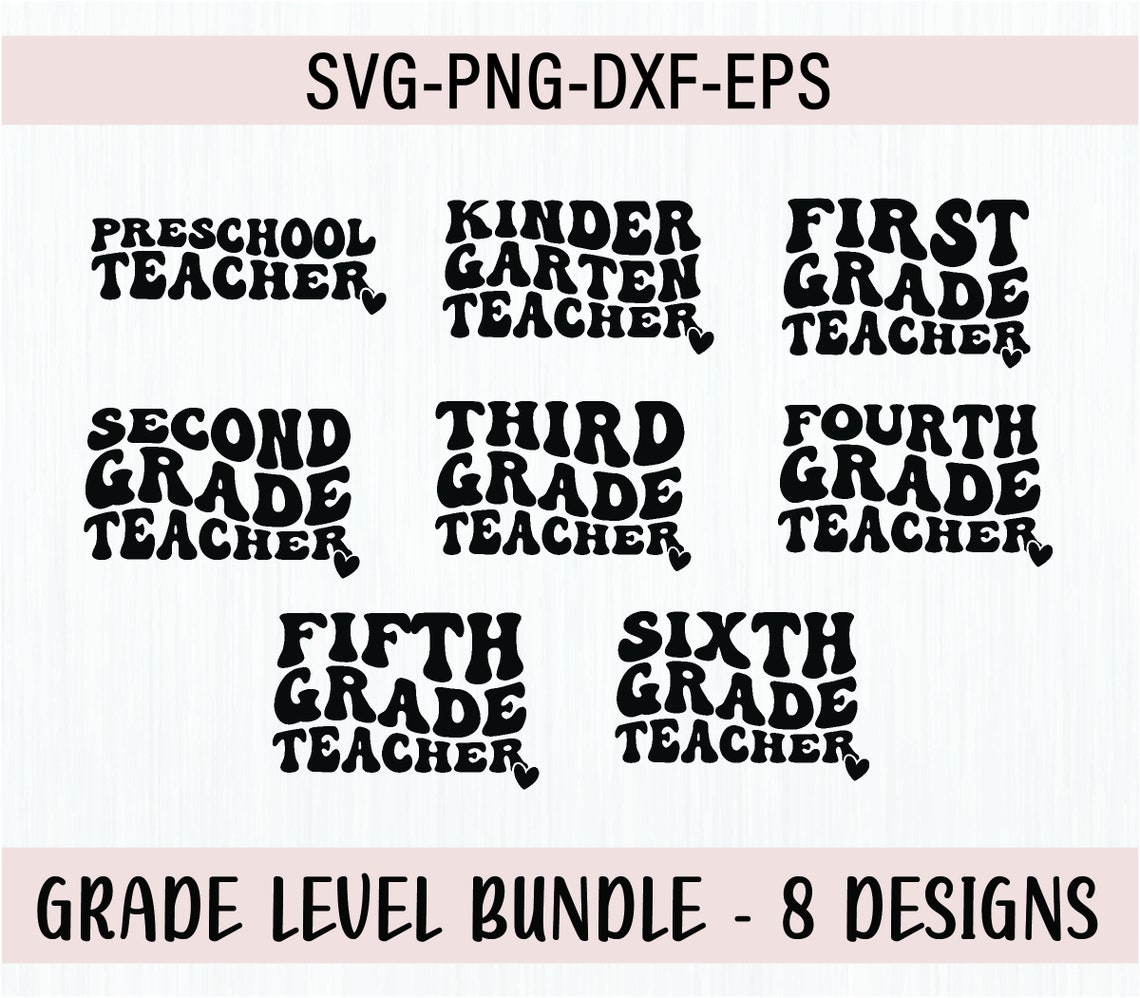Teacher SVG Bundle Grade Level Svg Bundle Wavy Text Bundle - Etsy