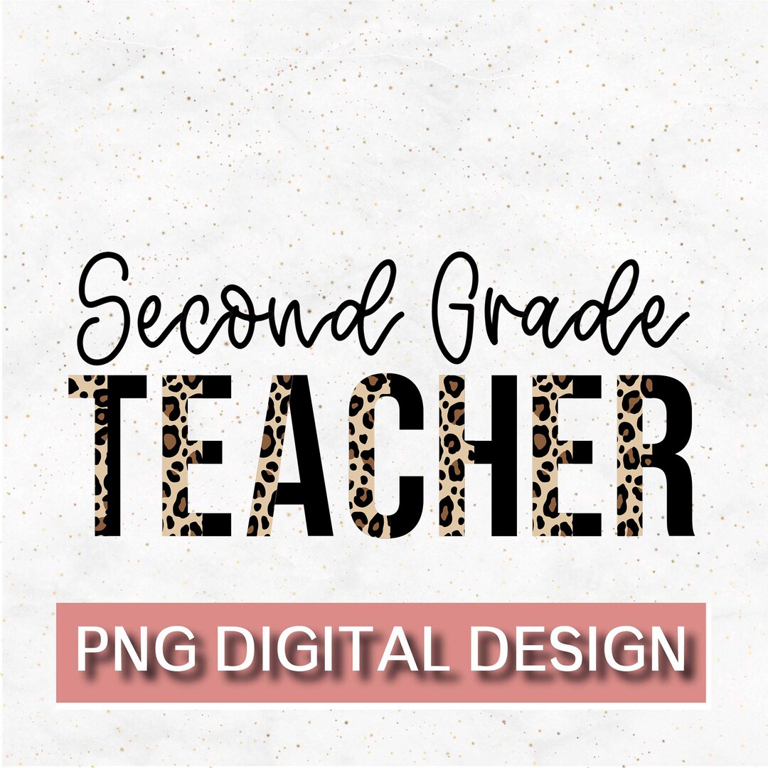 Second Grade Teacher Black Leopard PNG Print File for - Etsy