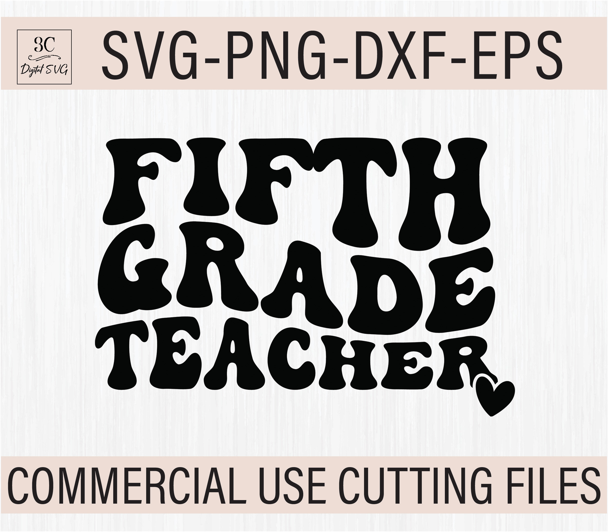 Fifth Grade Teacher SVG PNG Teacher Svg Wavy Text Svg 5th - Etsy