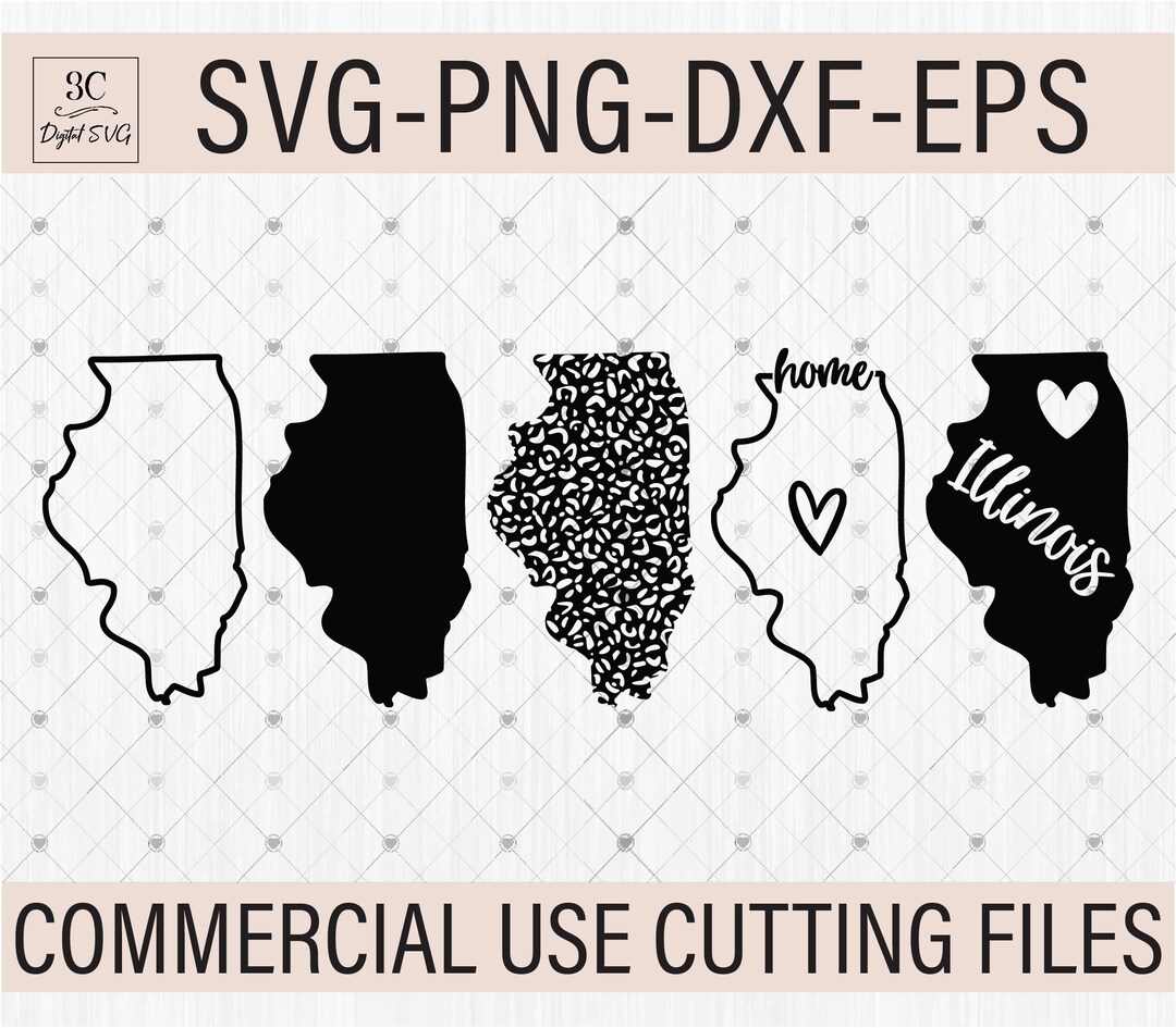 Illinois SVG Bundle, Illinois Outline Clipart, Illinois Shirt Svg ...