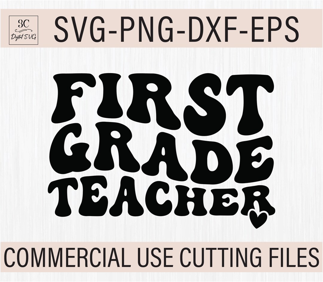 First Grade Teacher SVG PNG, Teacher Svg, Wavy Text Svg, 1st Grade ...