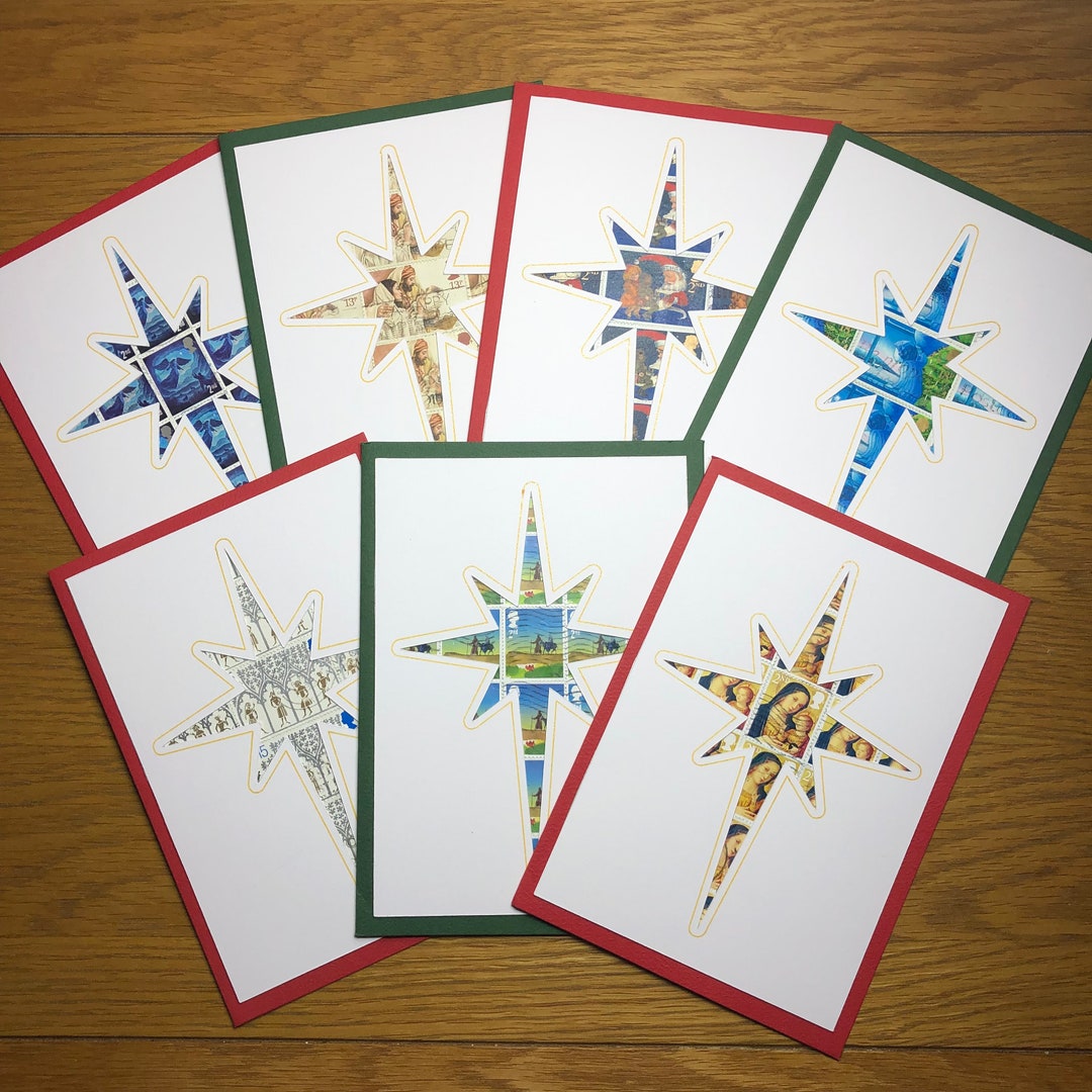 Christmas Star - Vintage Postage Stamp Christmas Cards - Handmade With ...