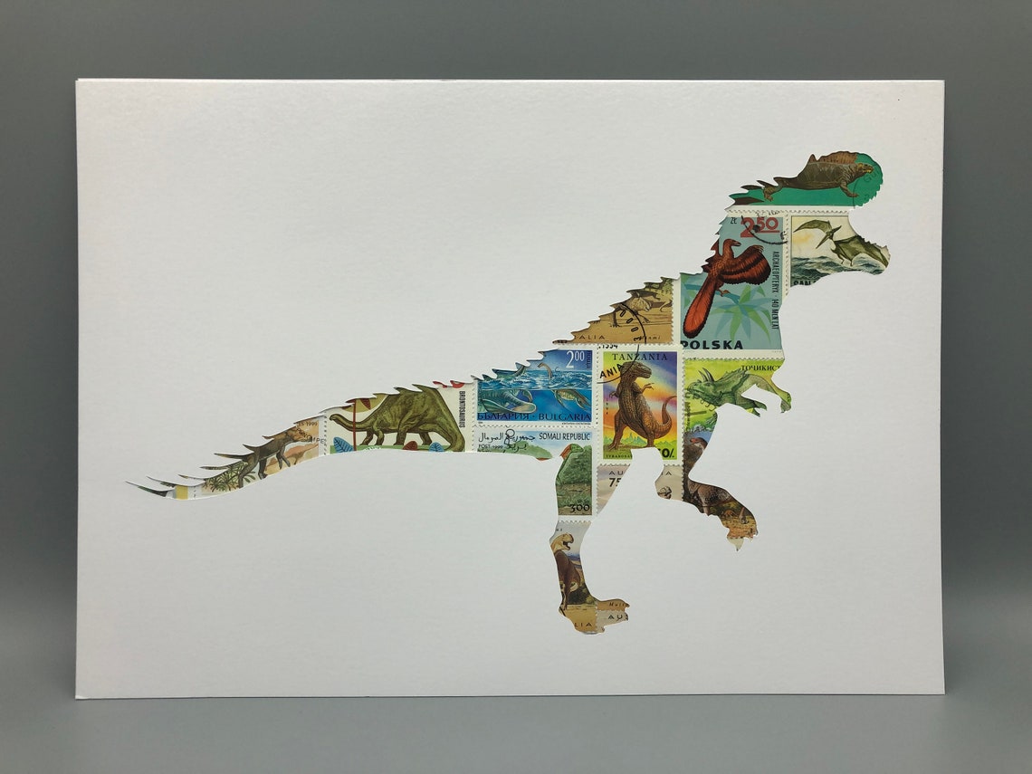 Carnotaurus Vintage Postage Stamp Art Carnotaurus Handmade - Etsy UK