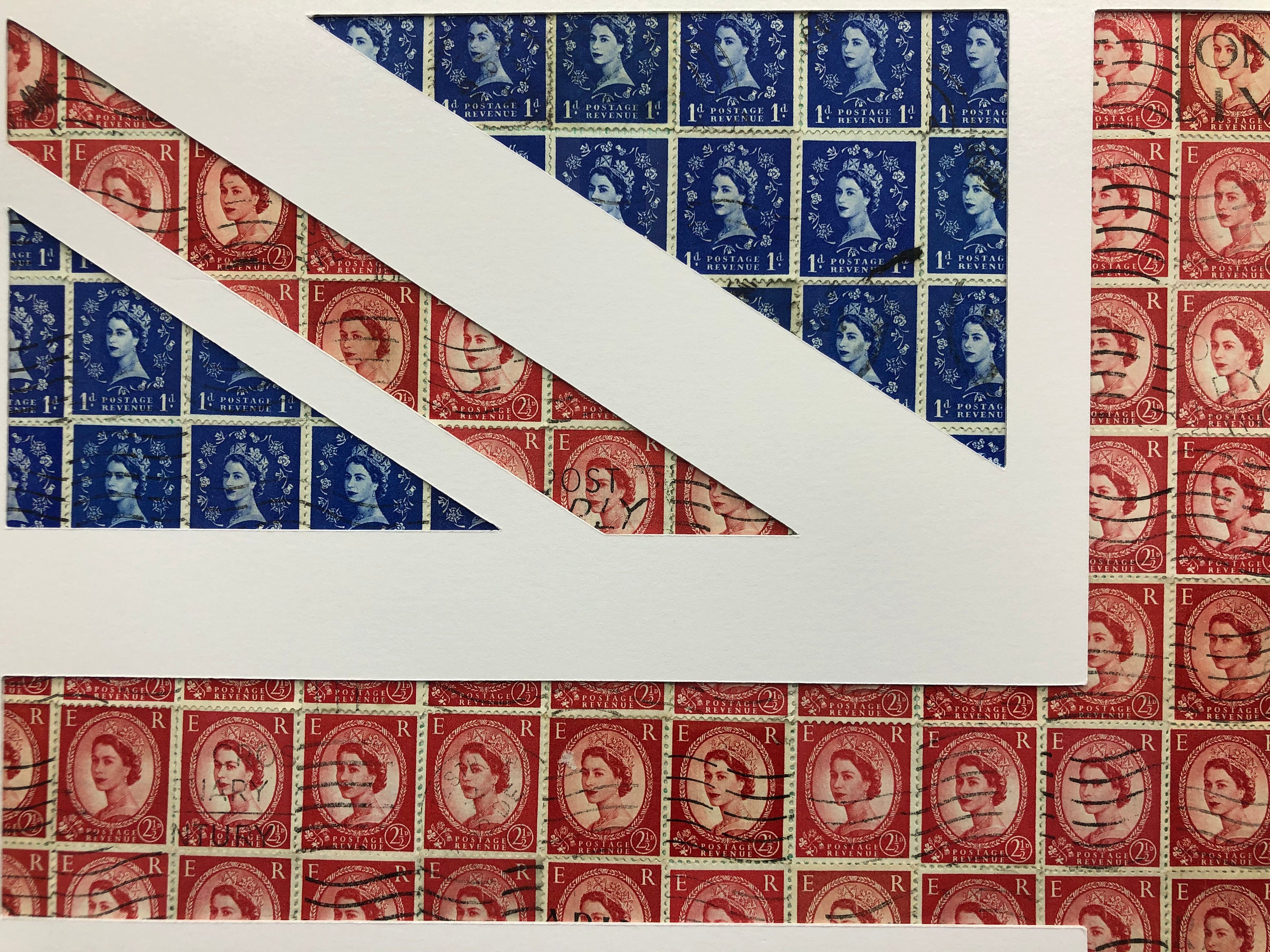 A3 Queen Elizabeth II Wilding Union Jack Vintage Postage Stamp Art ...