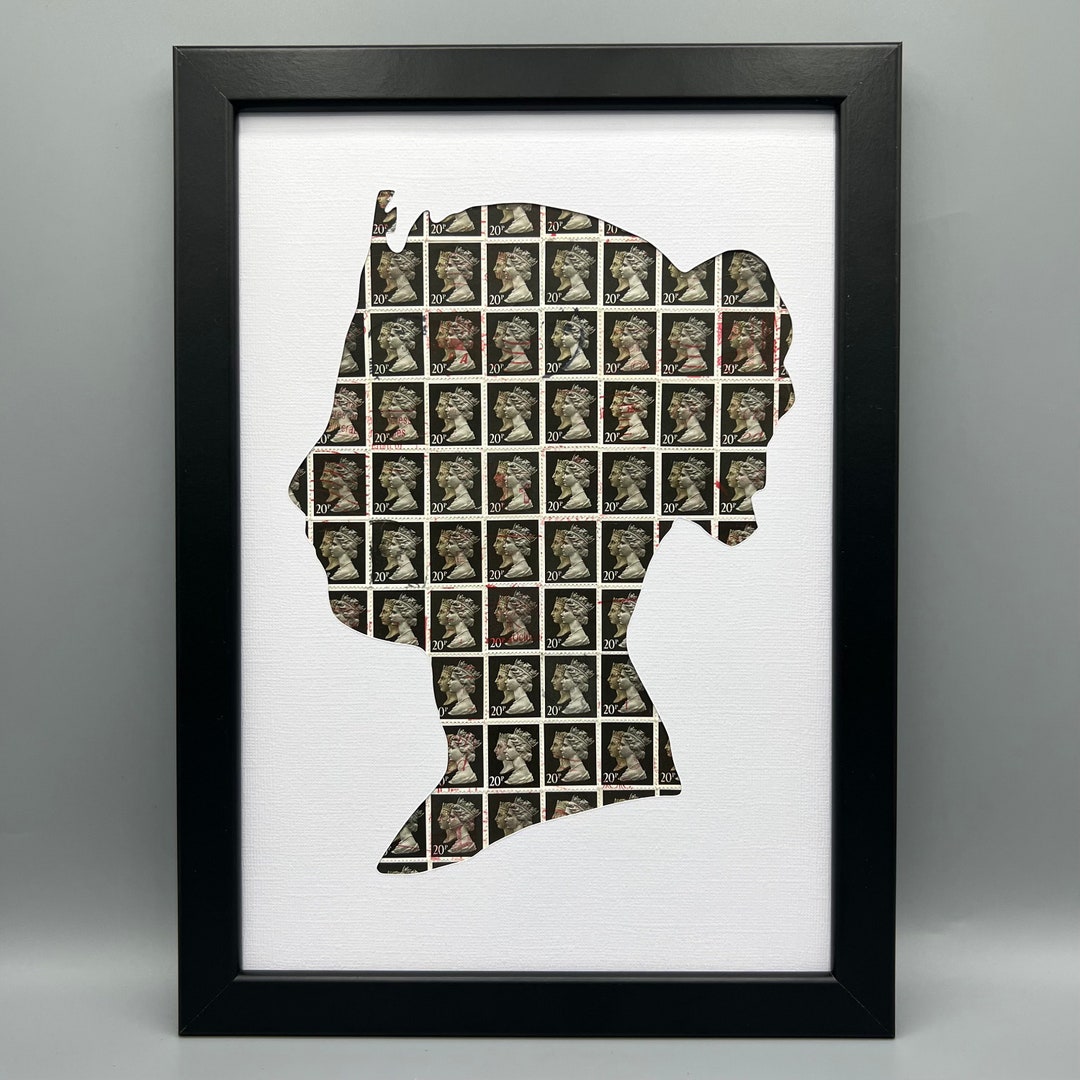 Black - Vintage Postage Stamp Art - Silhouette of Queen Victoria ...