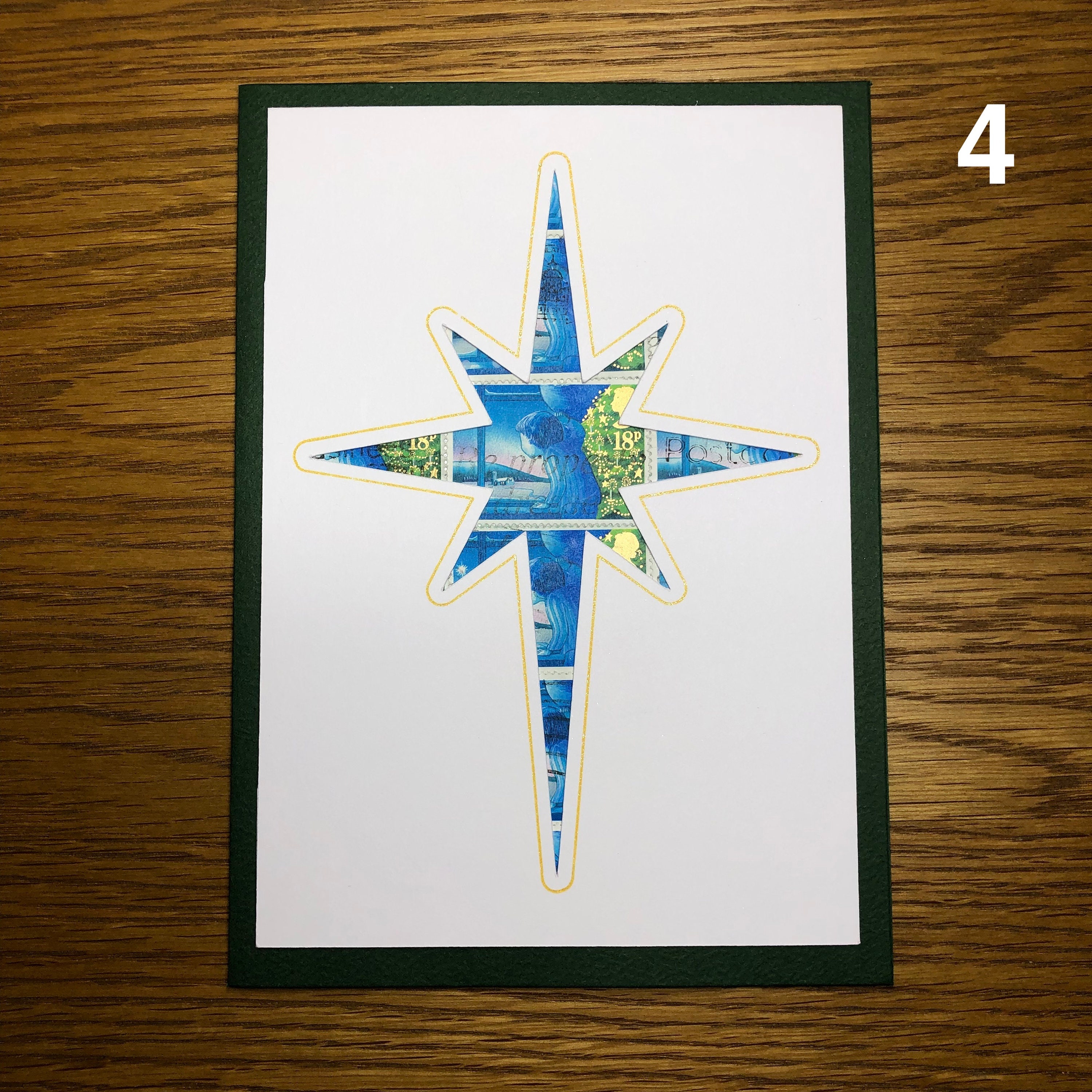 Christmas Star Vintage Postage Stamp Christmas Cards Handmade With Used ...