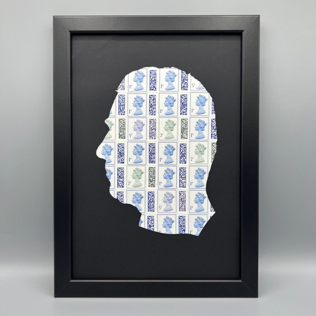 Multicoloured - Postage Stamp Art - King Charles III Handmade With Mint ...