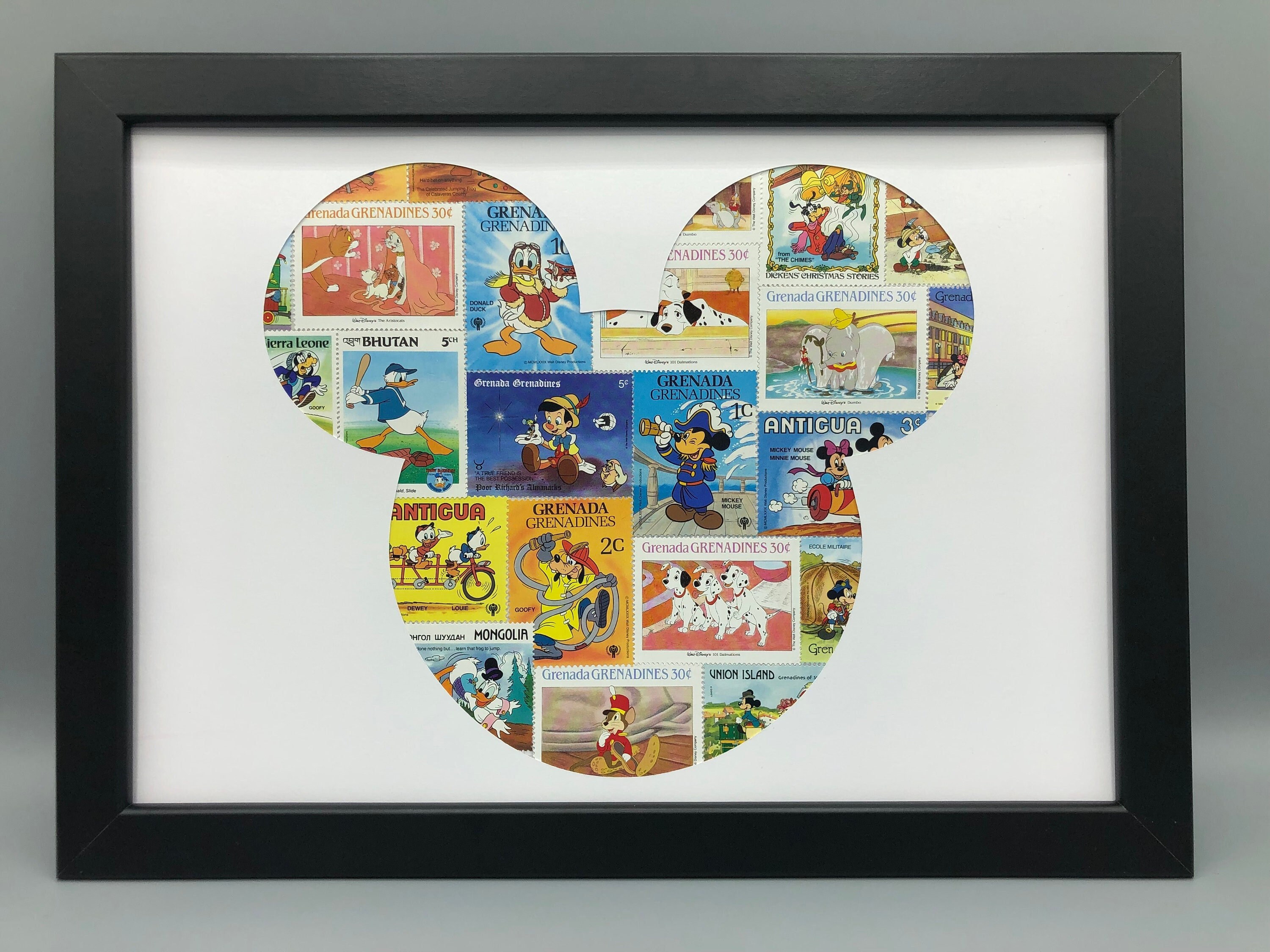 Mickey Mouse Ears Vintage Postage Stamp Art Silhouette - Etsy