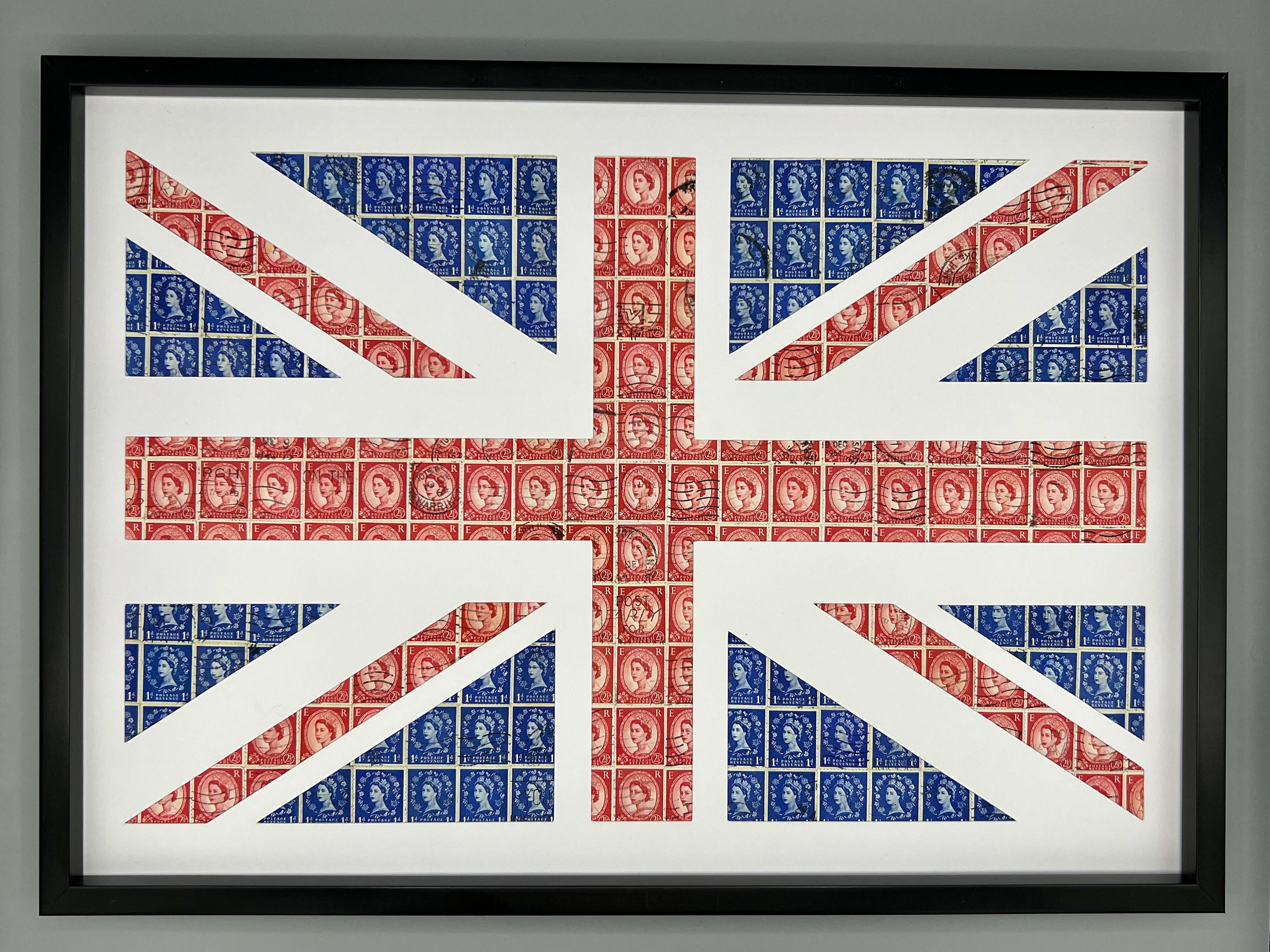 A3 Queen Elizabeth II Wilding Union Jack - Vintage Postage Stamp Art ...