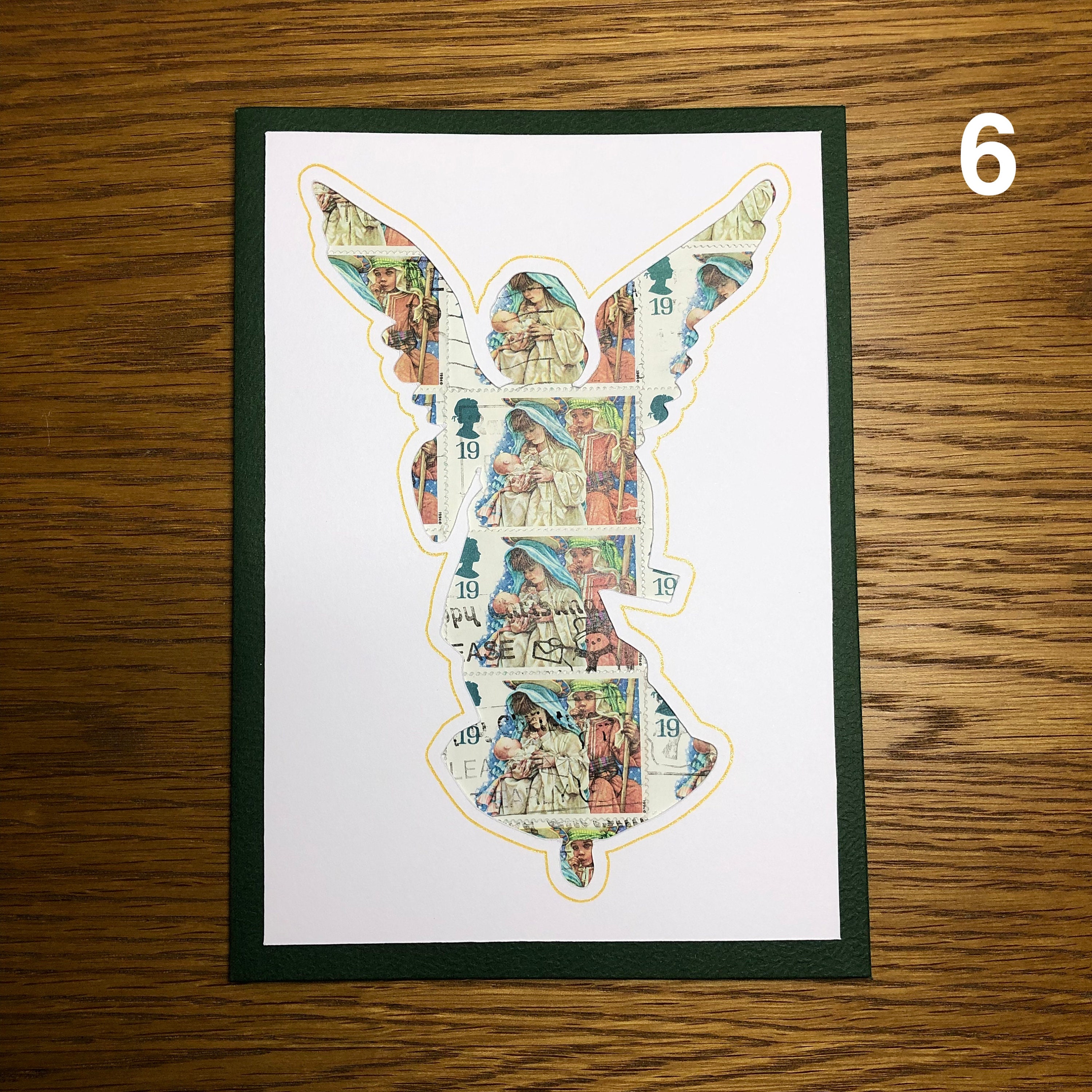 Angel - Vintage Postage Stamp Christmas Cards - Handmade With Used ...