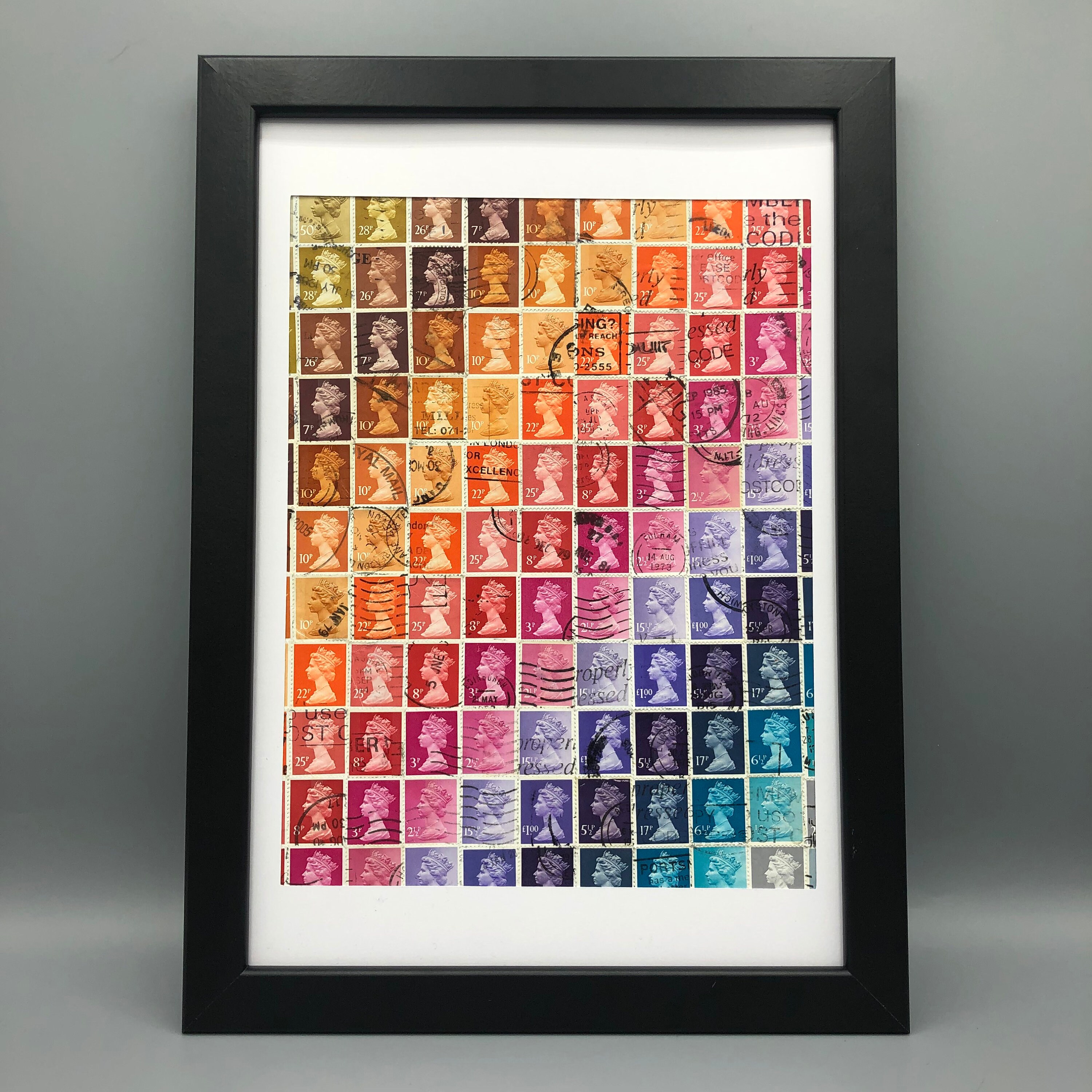 Multicoloured Fades Vintage Postage Stamp Art Handmade With Used ...