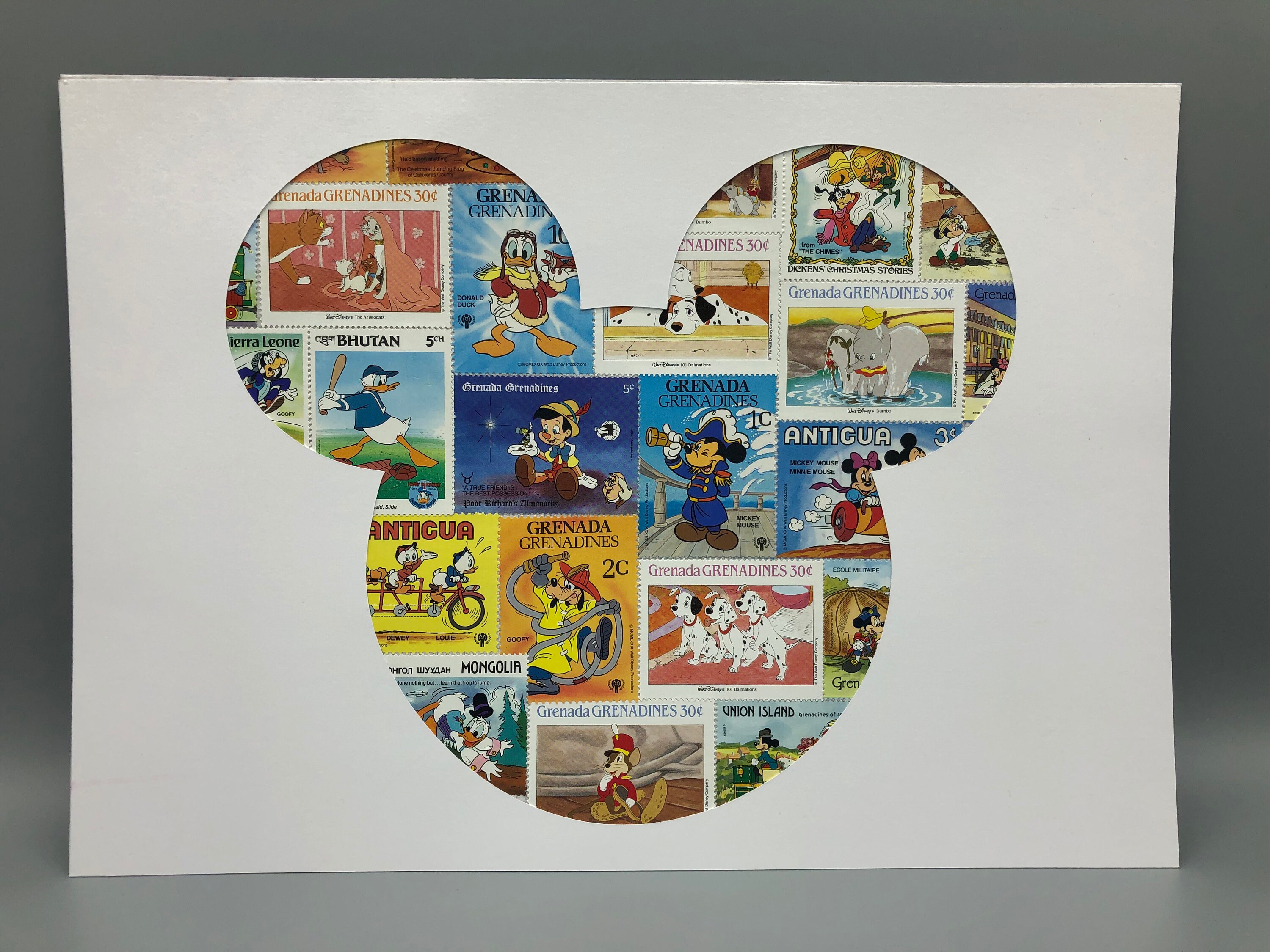 Mickey Mouse Ears Vintage Postage Stamp Art Silhouette - Etsy