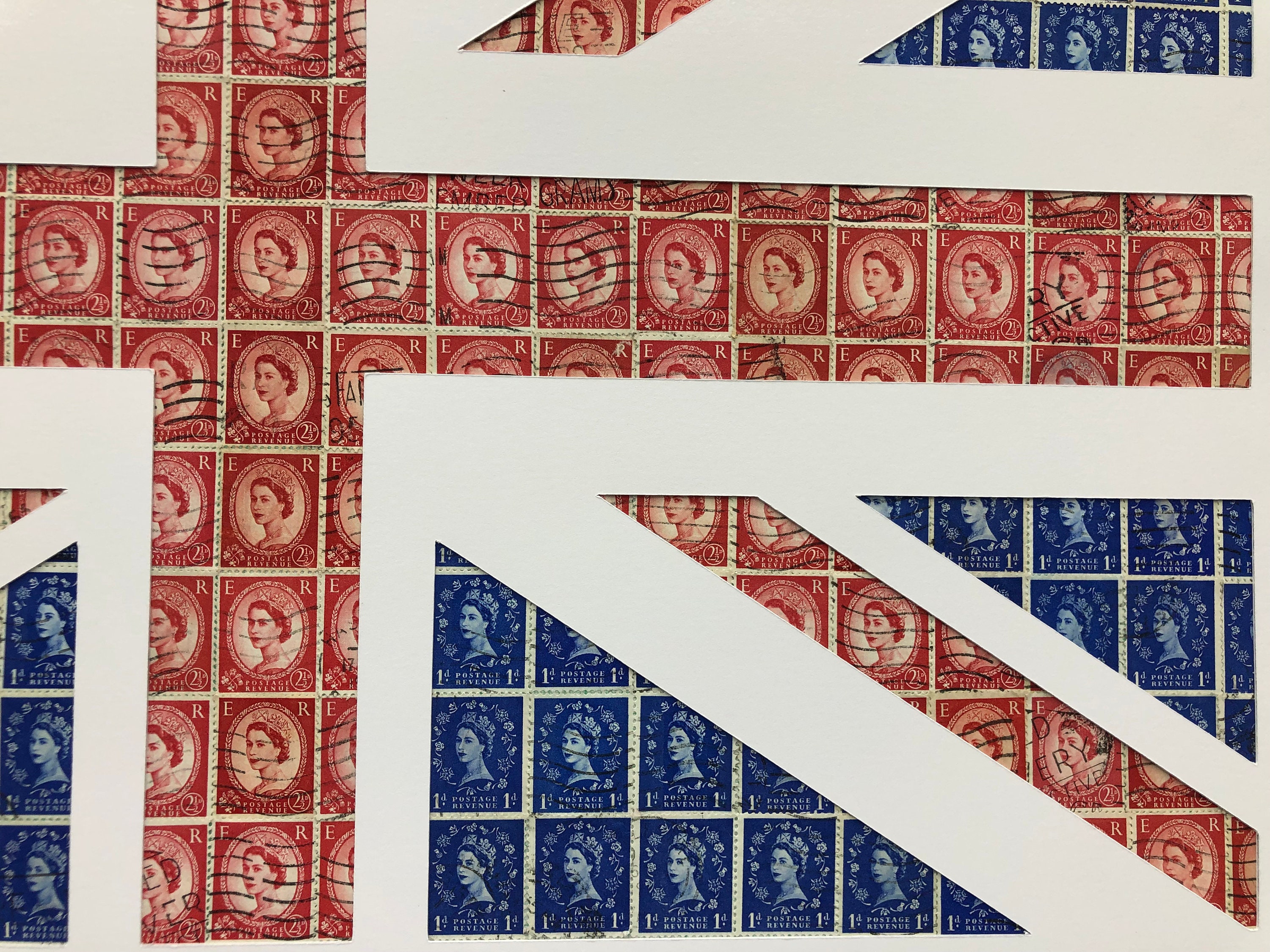 A3 Queen Elizabeth II Wilding Union Jack - Vintage Postage Stamp Art ...